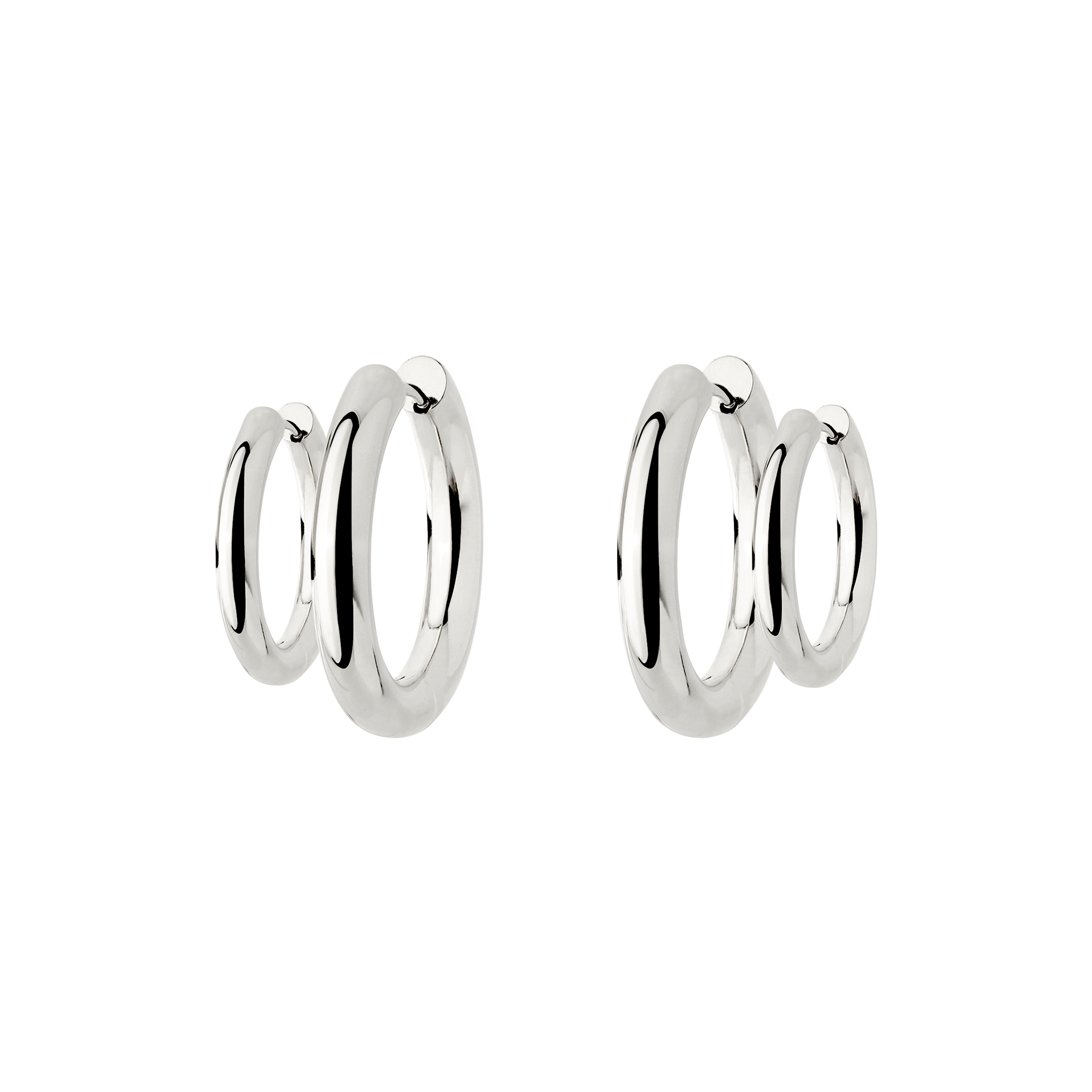 Chunky Lover Hoop Set Medium Silber – Luamaya