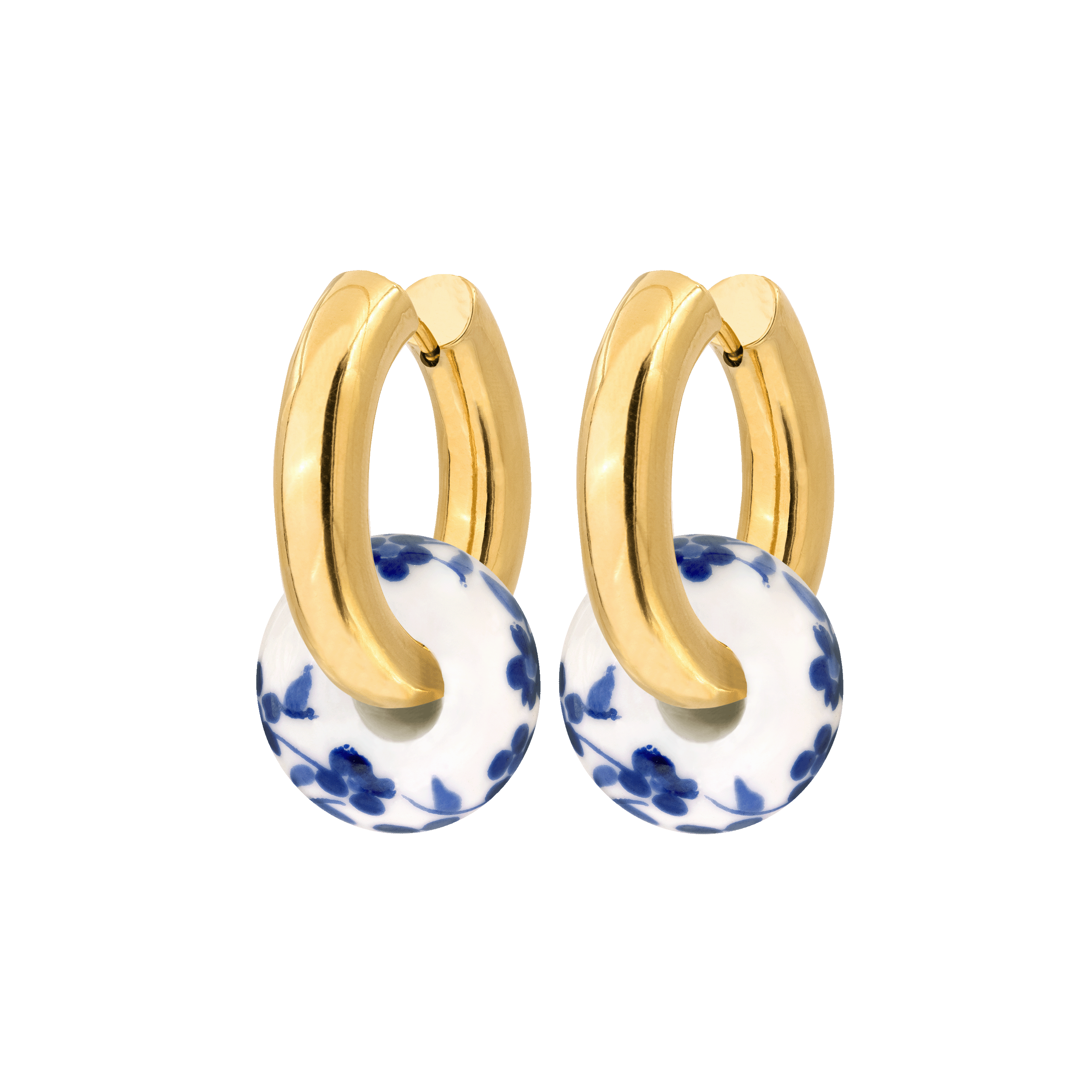 Chunky Flower Tile Hoop Set Medium Gold – Luamaya